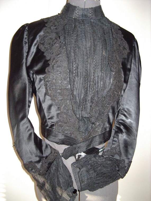 Victorian 1880/1890's Walking Suit Black Duchess Silk… - Gem