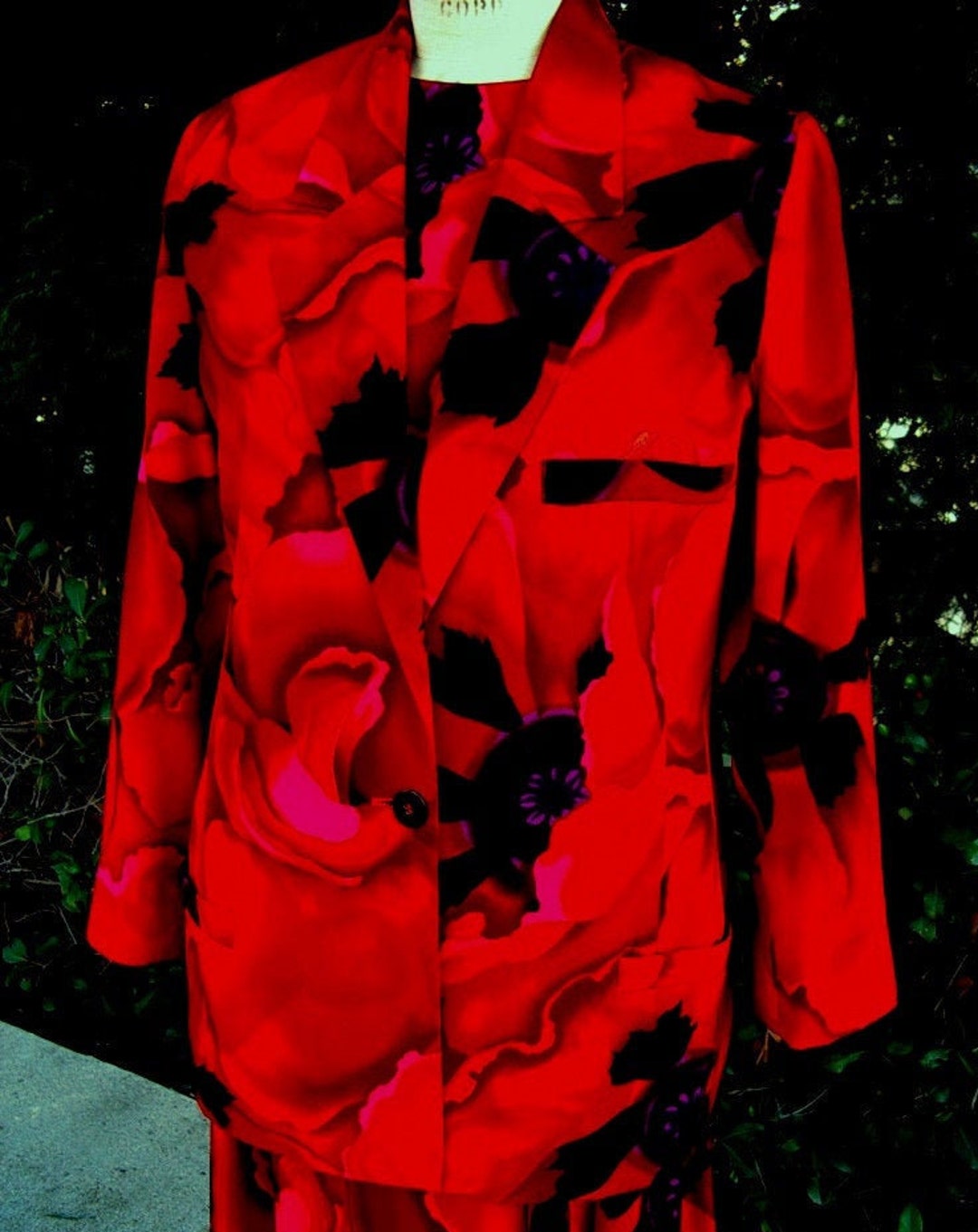 Ellen Tracy Evening / Dinner Jacket Red Floral Silk Item 819 Suits ...