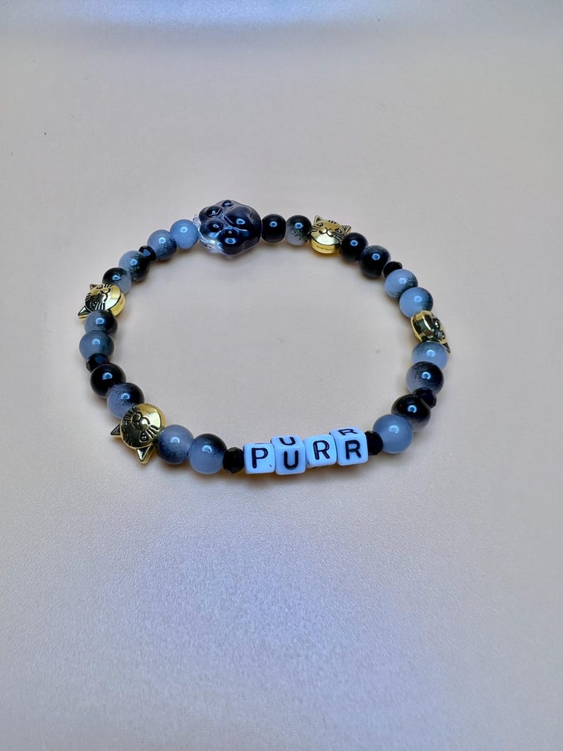 Black Cat "purr" Beaded Friendship Bracelet - Etsy