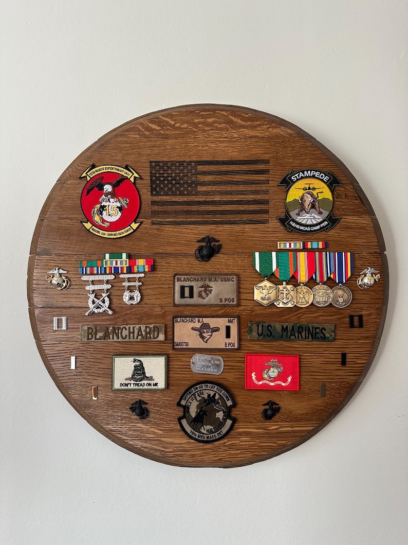 Custom Military Retirement Gift – Whiskey Barrel Shadow Box | Personalized Veteran Plaque ...