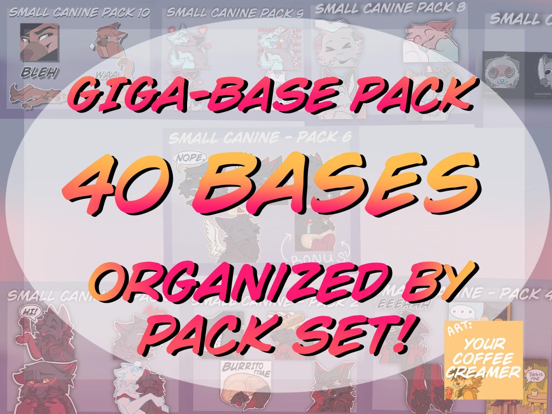 GIGA-PACK! 40 Bases in One! Digital Canine / Wolf Furry Sticker / Emote ...