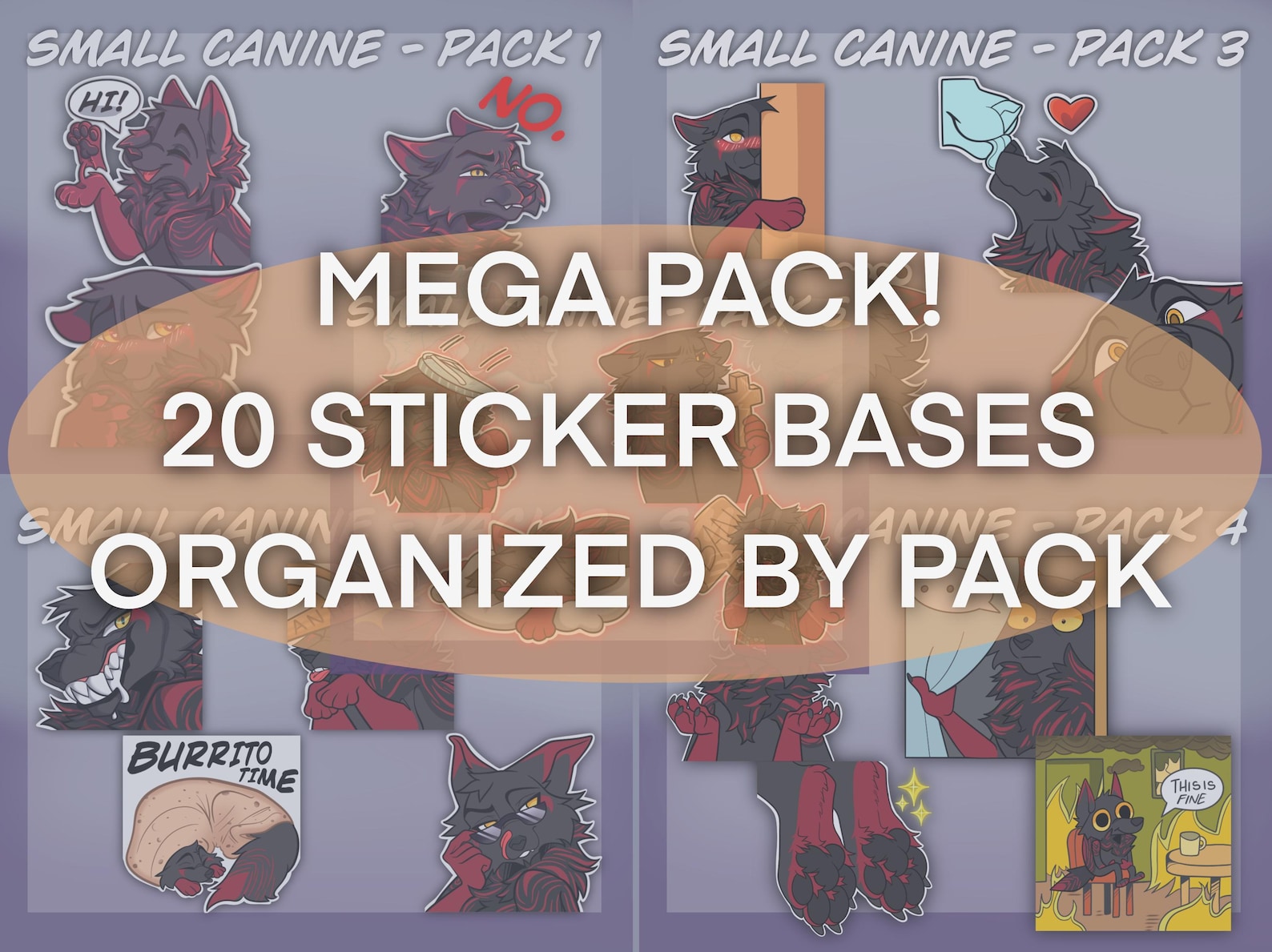 MEGA PACK 20 Bases in One! Digital Furry Canine Bases (packs 1-5 ...