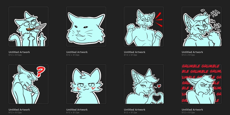 Digital Cat/feline Furry Emote/sticker Base (pack 1) - Etsy