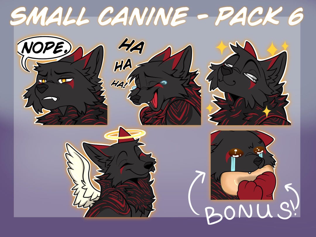 Digital Furry Canine Stickers/emotes Base- Pack 6 - Etsy