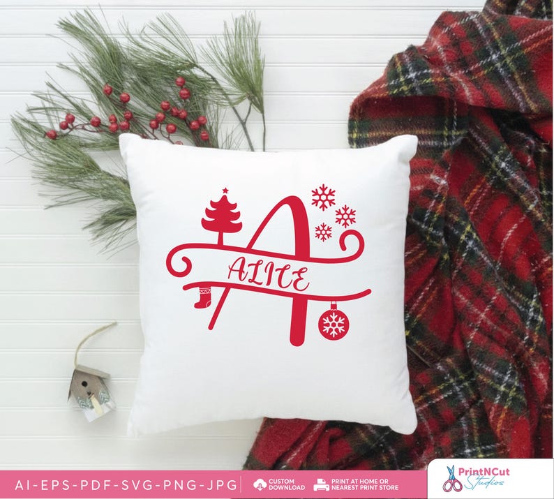 Custom Christmas Split Letter Monogram Svg | Christmas Split Letters ...