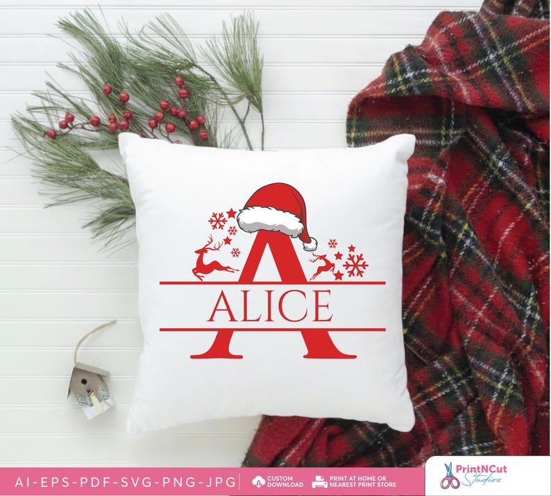 Custom Christmas Monogram Svg-png | Christmas Split Monogram ...