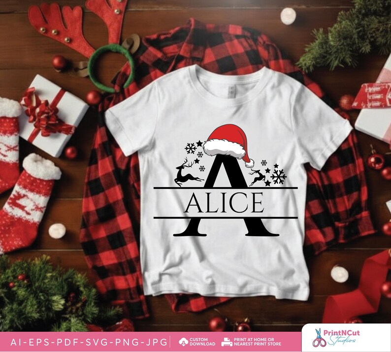 Custom Christmas Monogram Svg-png | Christmas Split Monogram ...
