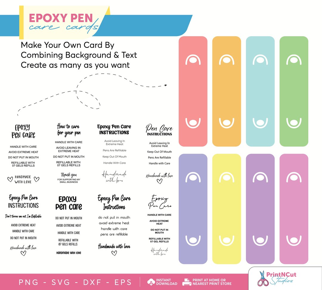 Epoxy Pen Care Card SVG | Pen Holder Care Instructions | Pen Display ...