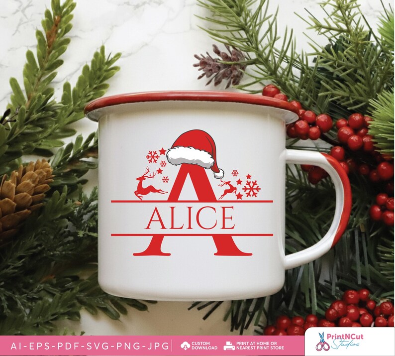 Custom Christmas Monogram Svg-png | Christmas Split Monogram ...