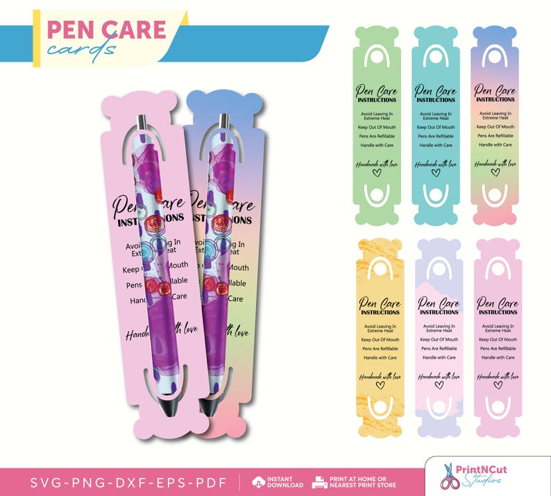 Pen Care Card SVG | Epoxy Pen Holder Display Card SVG | Pen Care ...