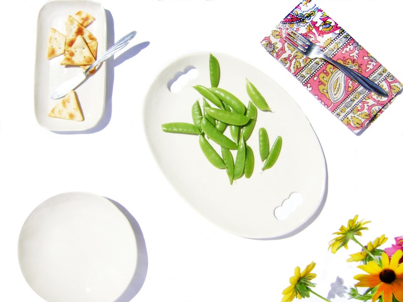 White Ceramic Tray Rectangular Tray Handmade Pottery - Etsy