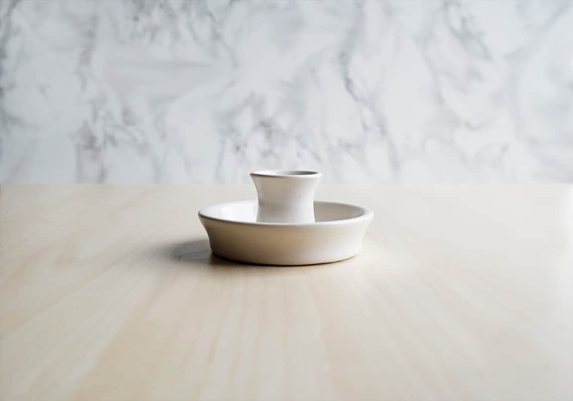 White Taper Candle Holder With Handle Ceramic Candlestick - Etsy