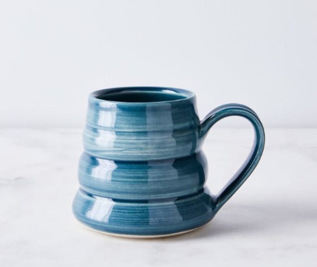 Bee Skep Pottery Mug - Navy Blue Beehive Handmade Stoneware Mug - Etsy