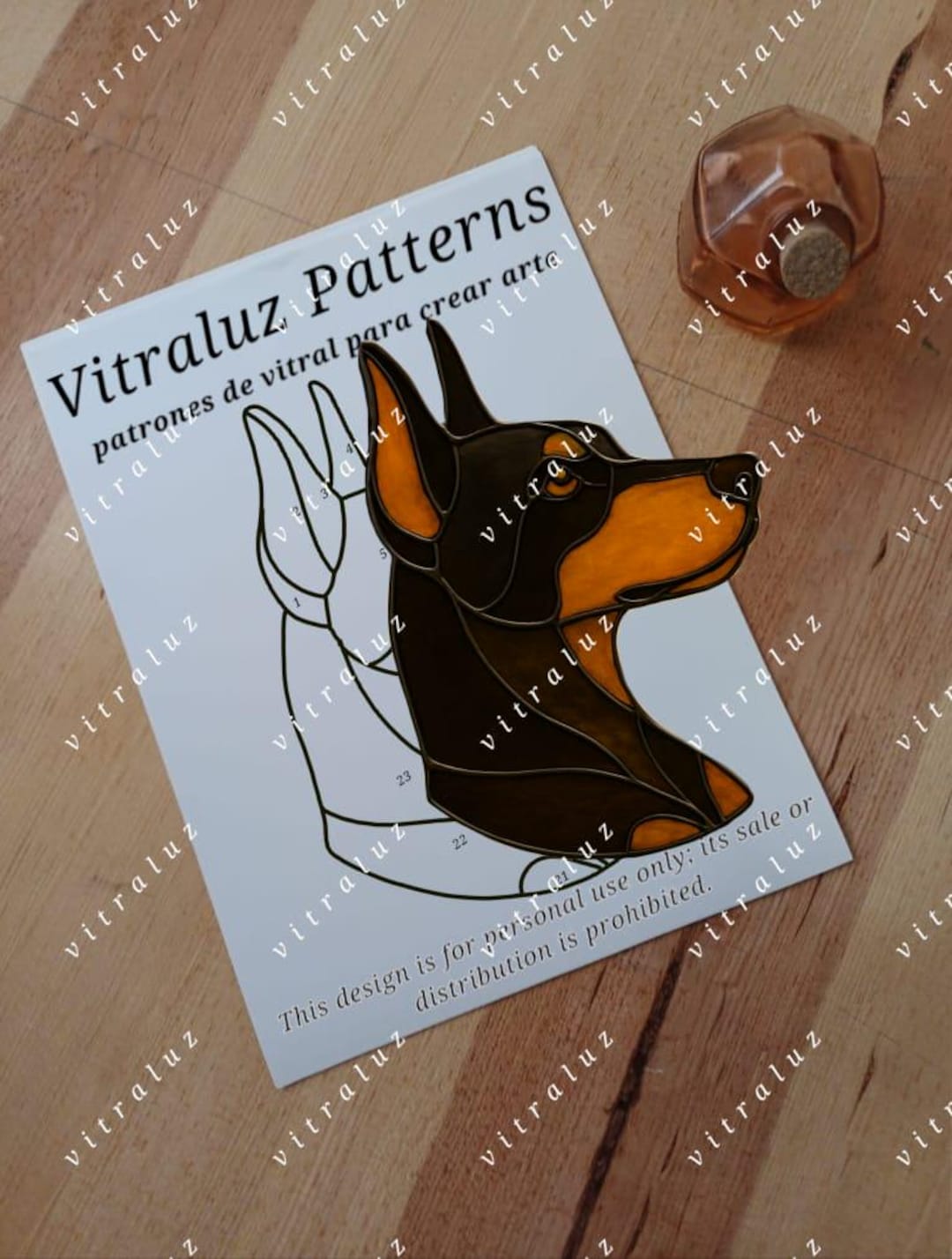Dog Stained Glass Pattern, Doberman Suncatcher, Adorable Animal Pattern ...