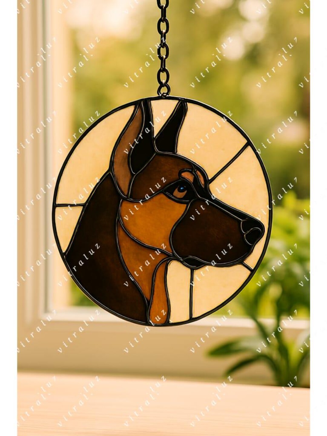 Dog Stained Glass Pattern, Doberman Suncatcher, Adorable Animal Pattern ...