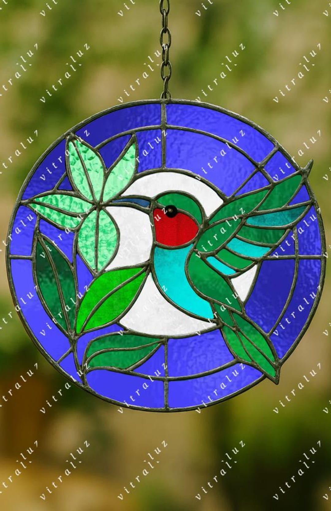 Hummingbird Panel With Digital Pattern, Stained Glass Pattern Download ...