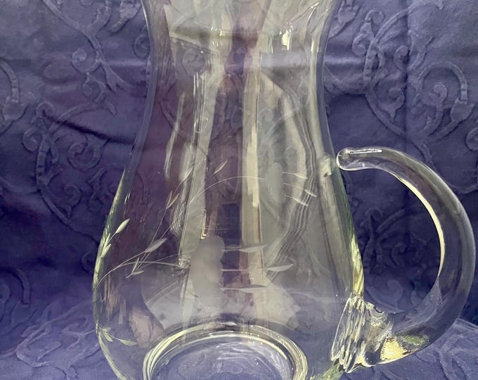 Vintage Princess House Crystal Pitcher Heritage 72 Oz With Cattail ...