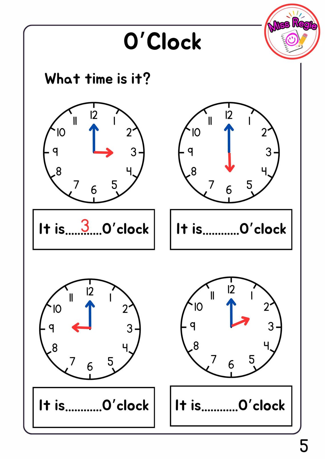 Telling Time Worksheets | O’clock & Half Past Practice - Etsy