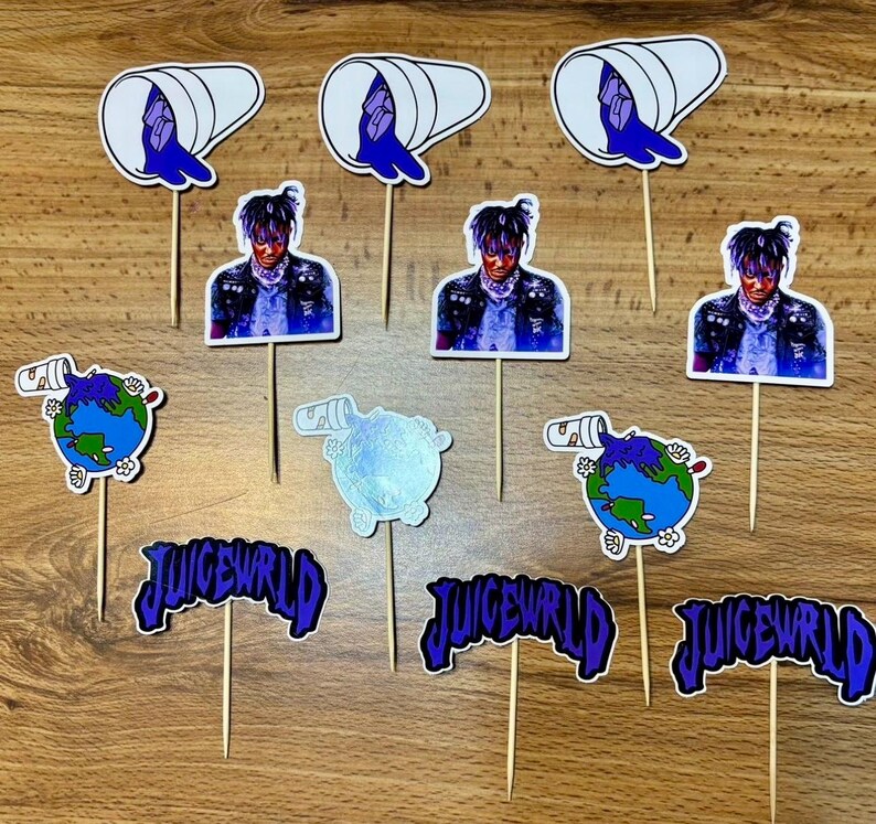 Rapper Juice Wrld Emo Purple Themed Birthday Party Cupcake Toppers - Etsy