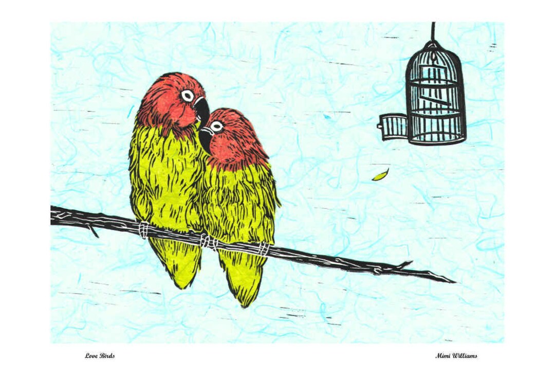 Parrotsr Poster, Love Birds, Snuggle, Cuddle, Nuzzle, Freedom, Escape ...