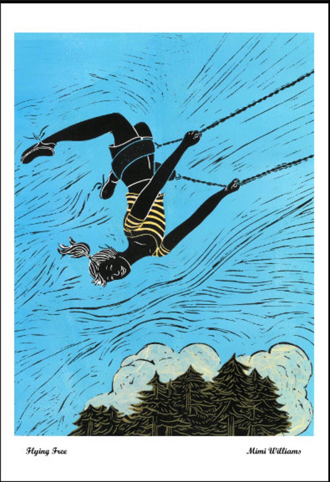 Card or Poster Flying Free Joy Girl Swinging High Joyful - Etsy