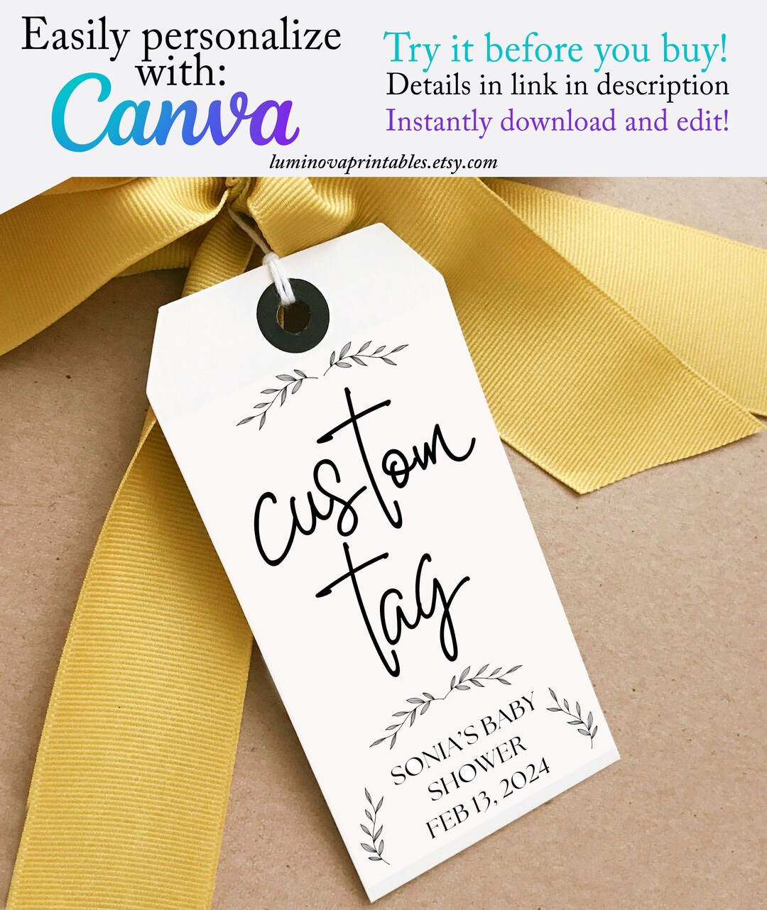 Custom Editable Tags for Gifts, Labelling, Calligraphy - Etsy