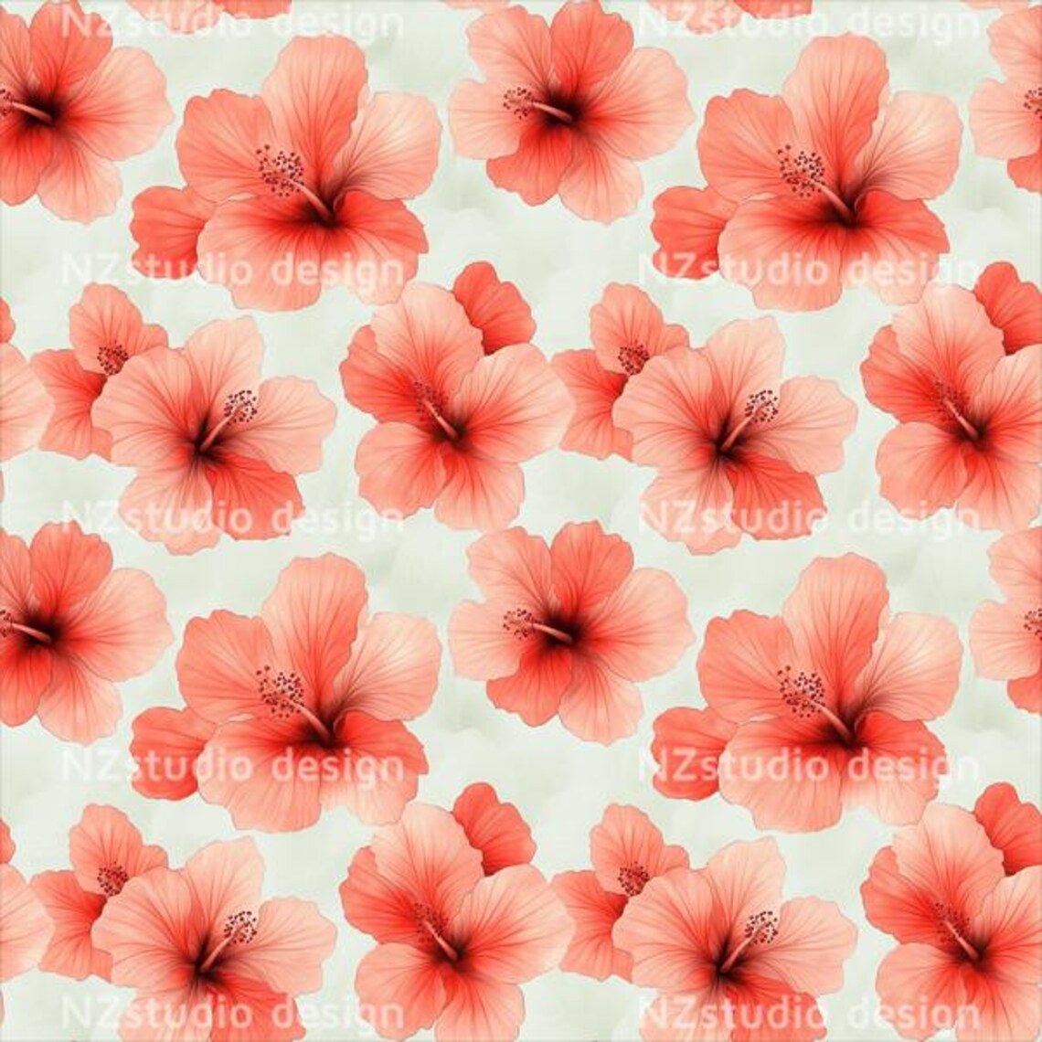 Hibiscus Flower Seamless Pattern | Floral Digital Print for Fabric ...