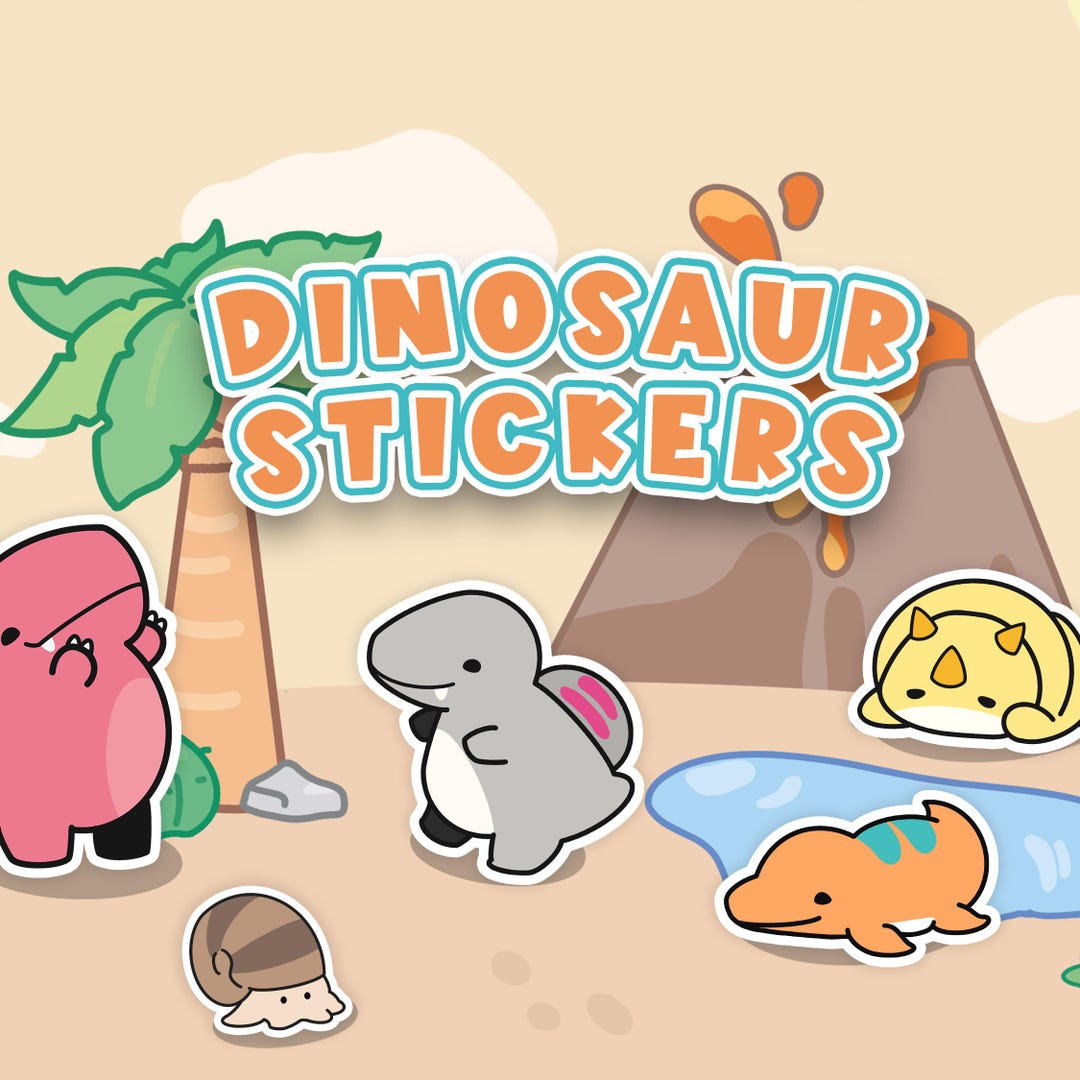 Kawaii Dinosaur Stickers, Cute Chibi Dino Decals, Waterproof Vinyl - Etsy