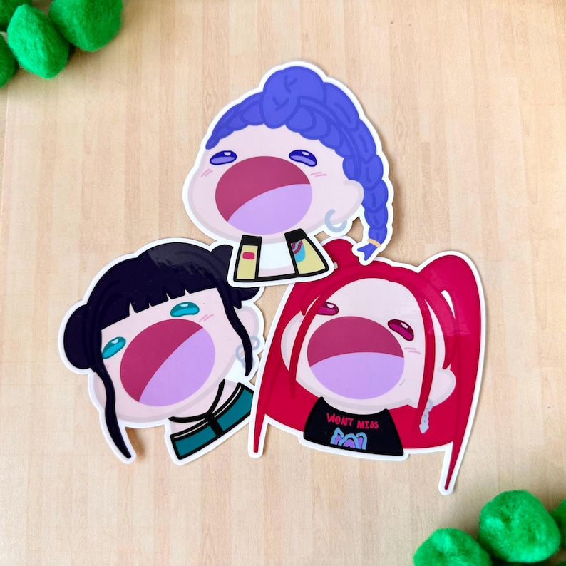 Kawaii Kpop Demon Hunters Stickers – Huntrix Silly Fan Art of Rumi, Mira & Zoe | Handmade Vinyl ...
