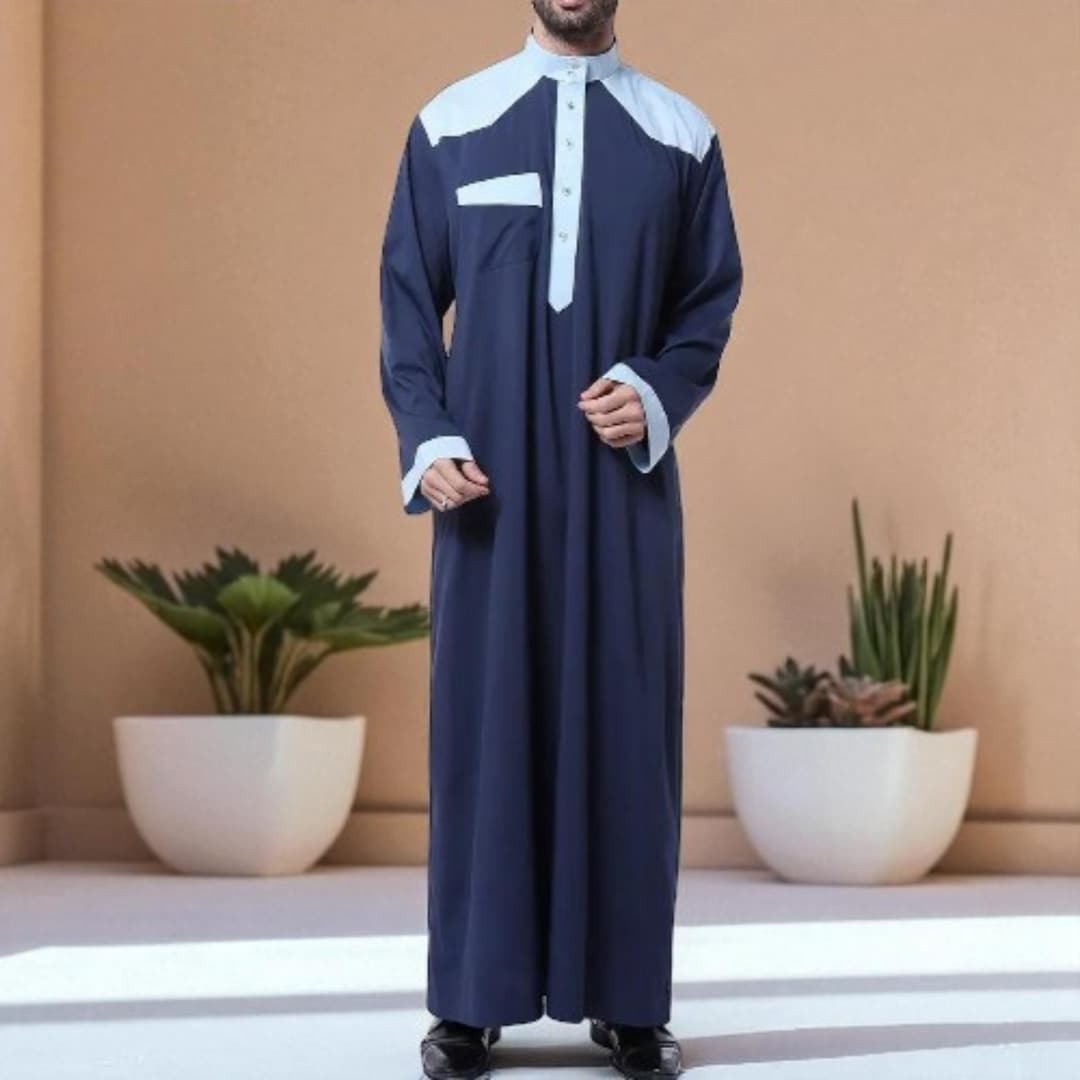 Men's Saudi Thobe Jubba: Long Sleeve Arabic Thawb Abaya Robe - Etsy