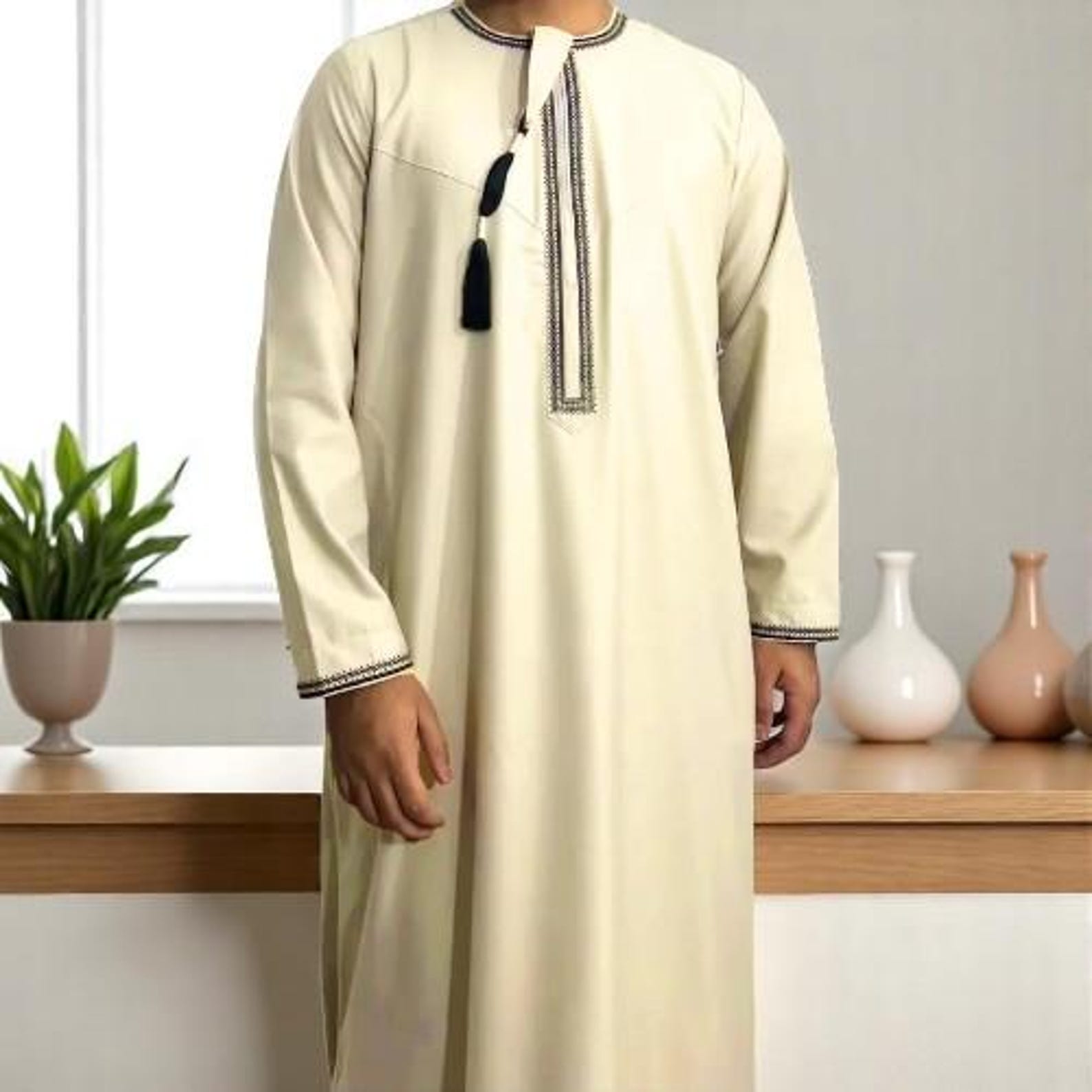 Men's Muslim Abaya: Long-sleeved Kaftan Thobe - Islamic Robe - Etsy