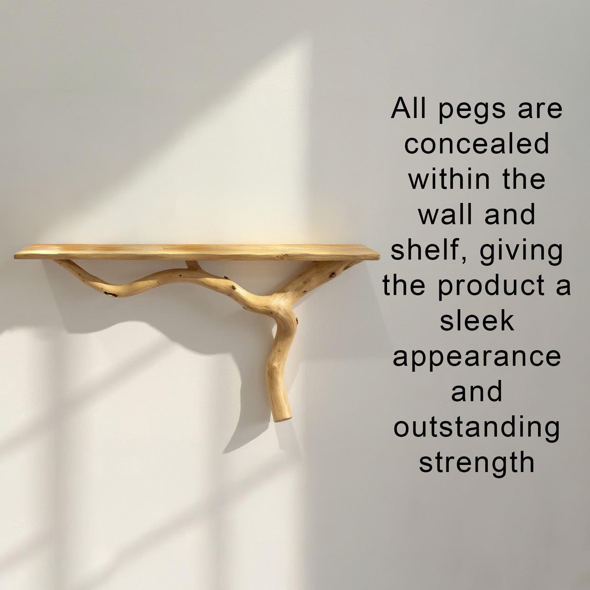 Tree Branch Live Edge Floating Shelf on Wall Solid Wood Bookshelf Decor ...