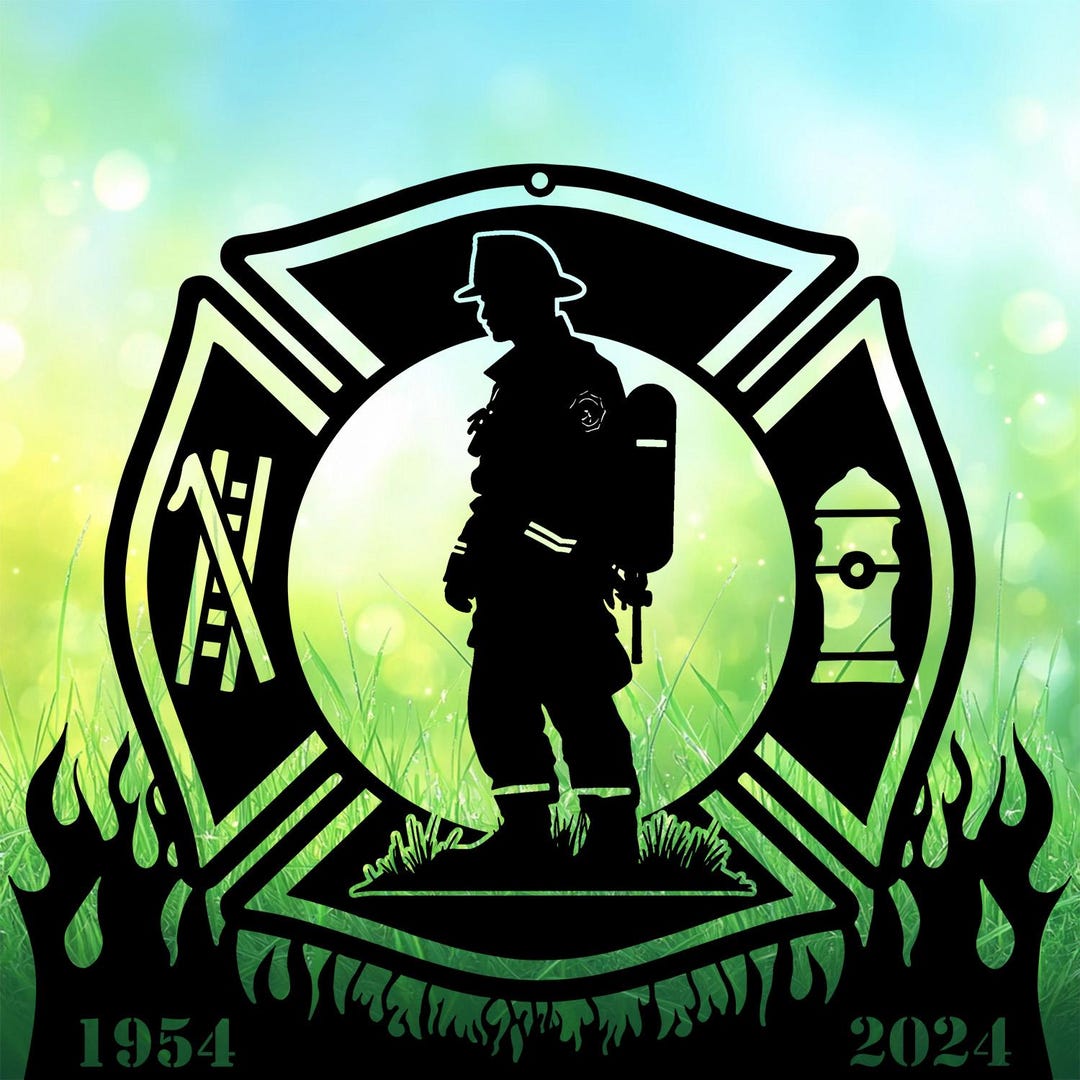 Personalized Firefighter Grave Marker, Firefighter Badge, Fireman ...