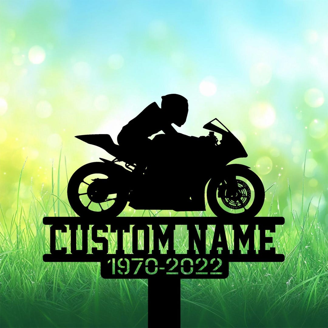 Personalized Motorcycle Stake Sign, Sport Motorcycle Grave Marker ...