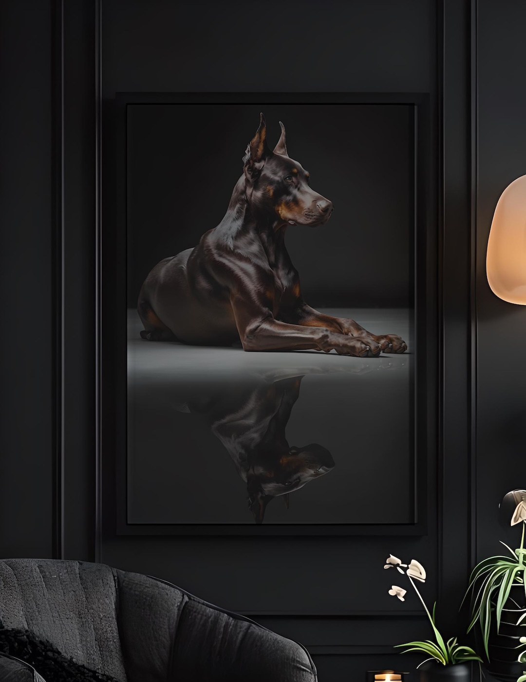Doberman Wall Art, Luxury Designer Fashion Dog Lover Wall Art, Doberman ...