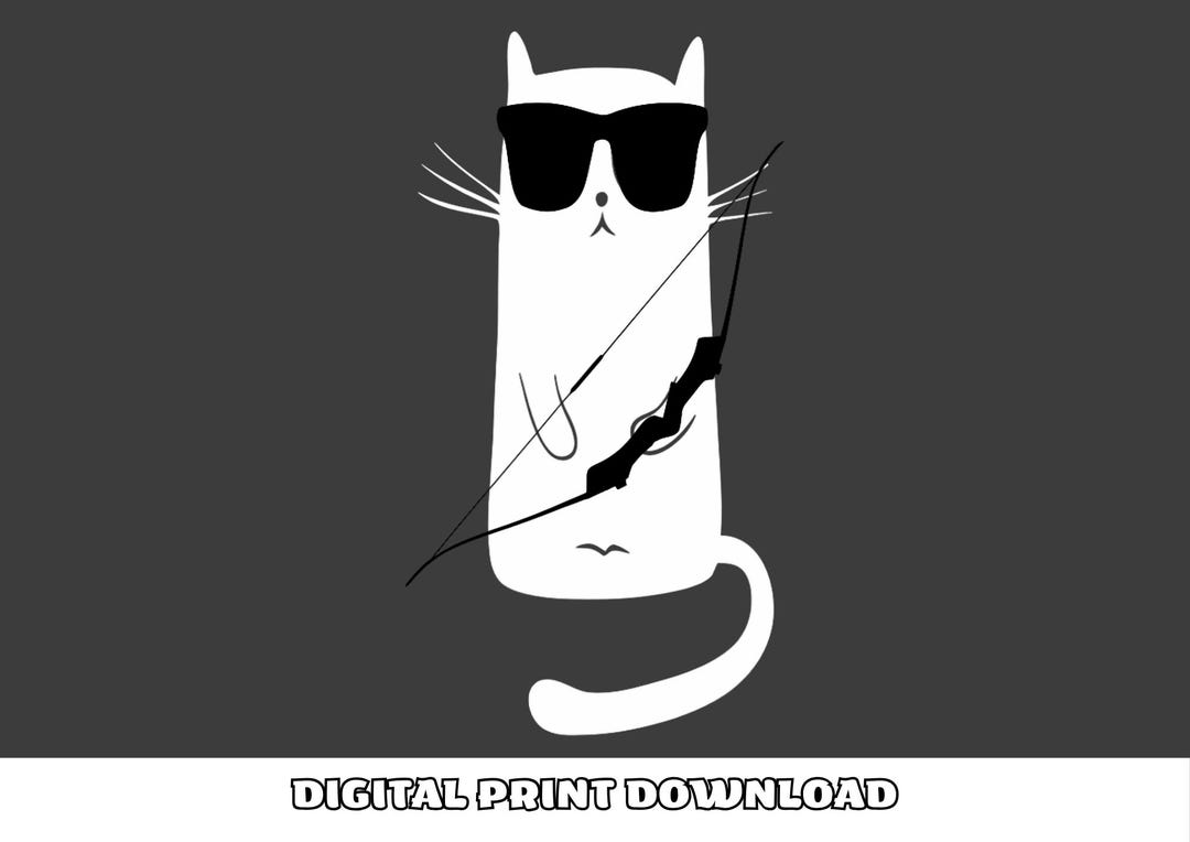 File PNG Cool Archery Cat Printable – Funny Bow and Arrow Cat With ...