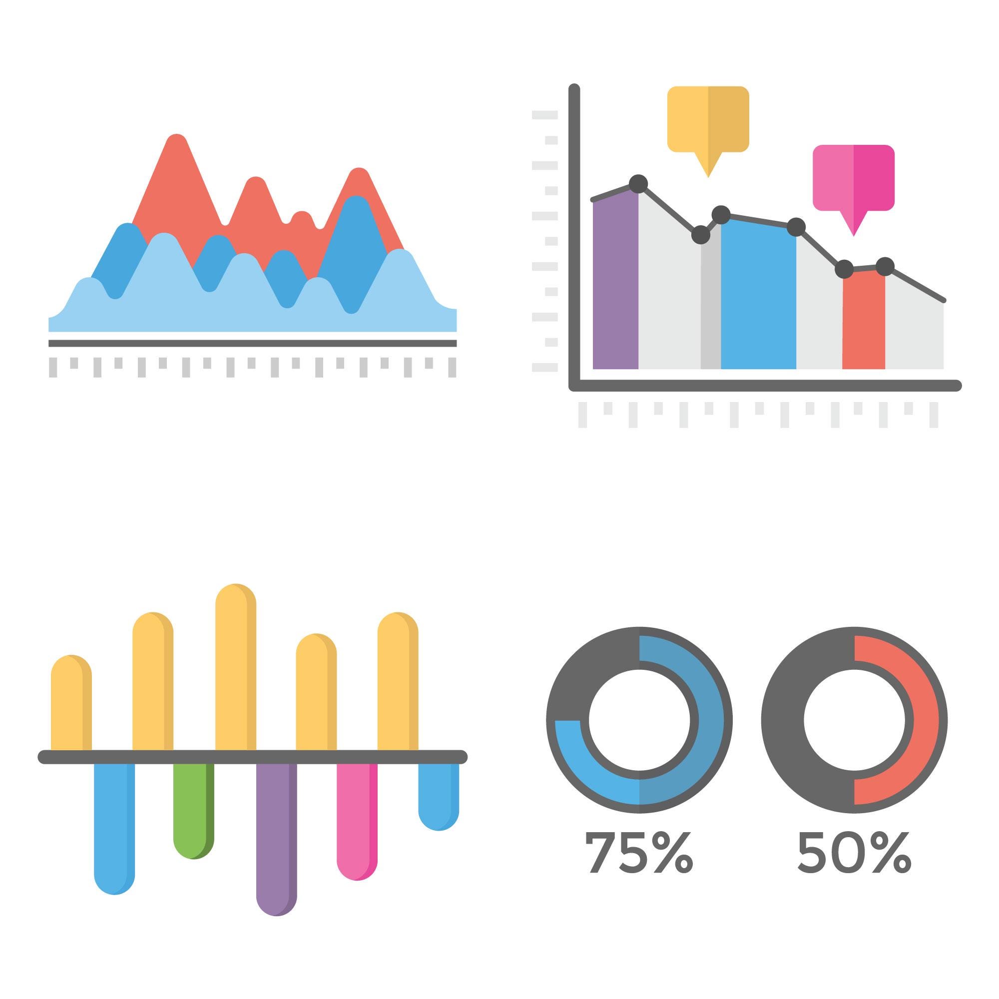 Graph Chart Vector Icons | Flat Data Visualization Icon Set ...
