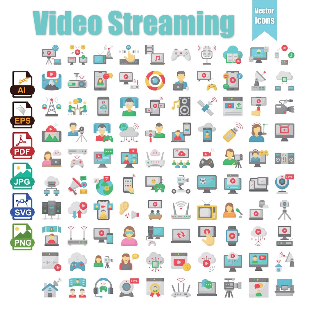 Minimalist Video Streaming Icons | Streamer Overlay Icons | EPS and SVG ...