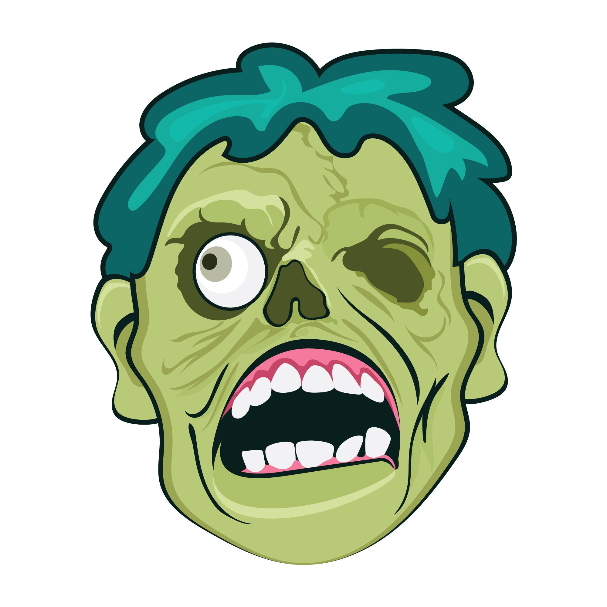 Horror Face Vector Illustrations | Scary Skull & Creepy Zombie Clipart ...