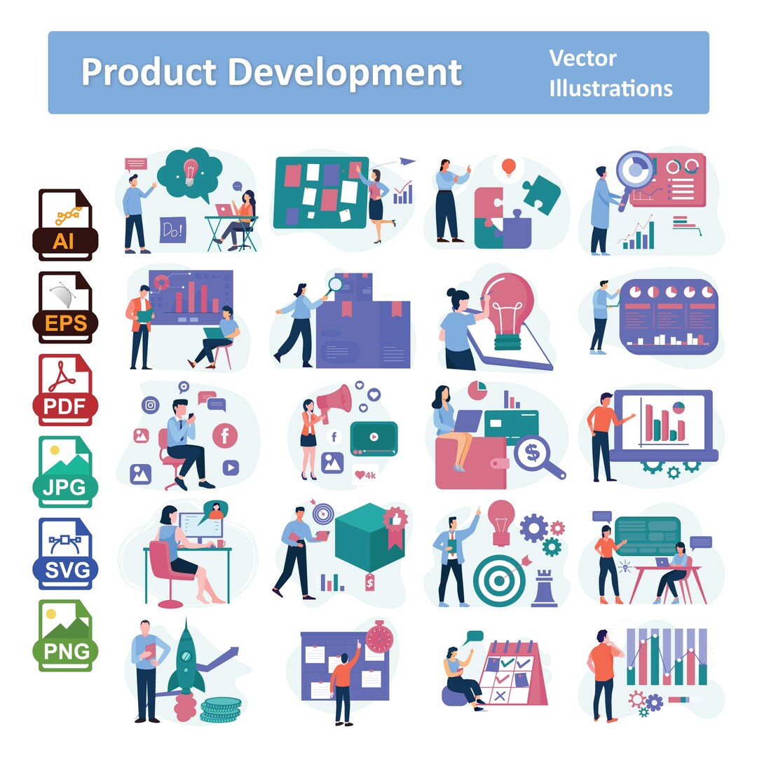 Product Development Vector Illustration Pack – From Concept to Launch ...