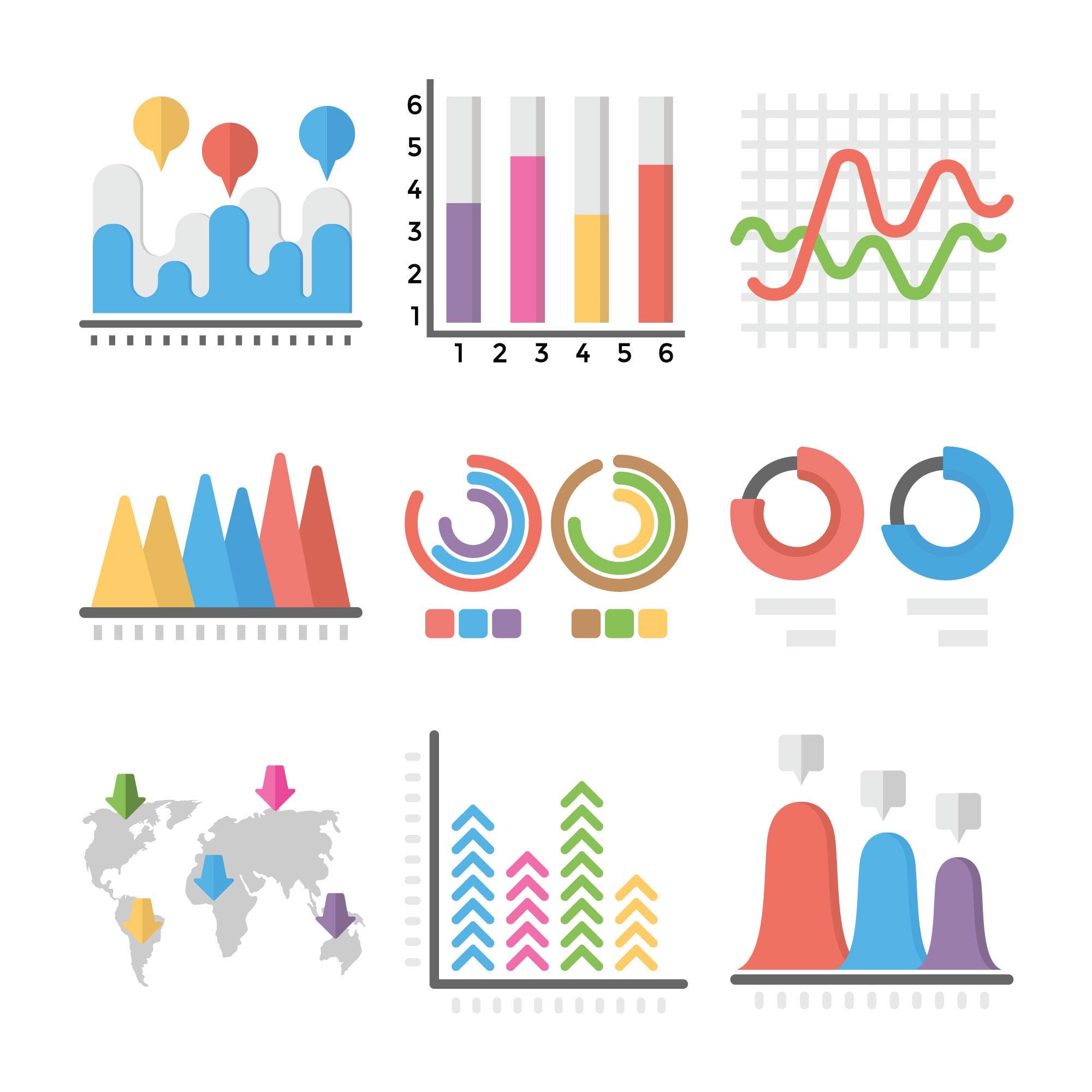 Graph Chart Vector Icons | Flat Data Visualization Icon Set ...