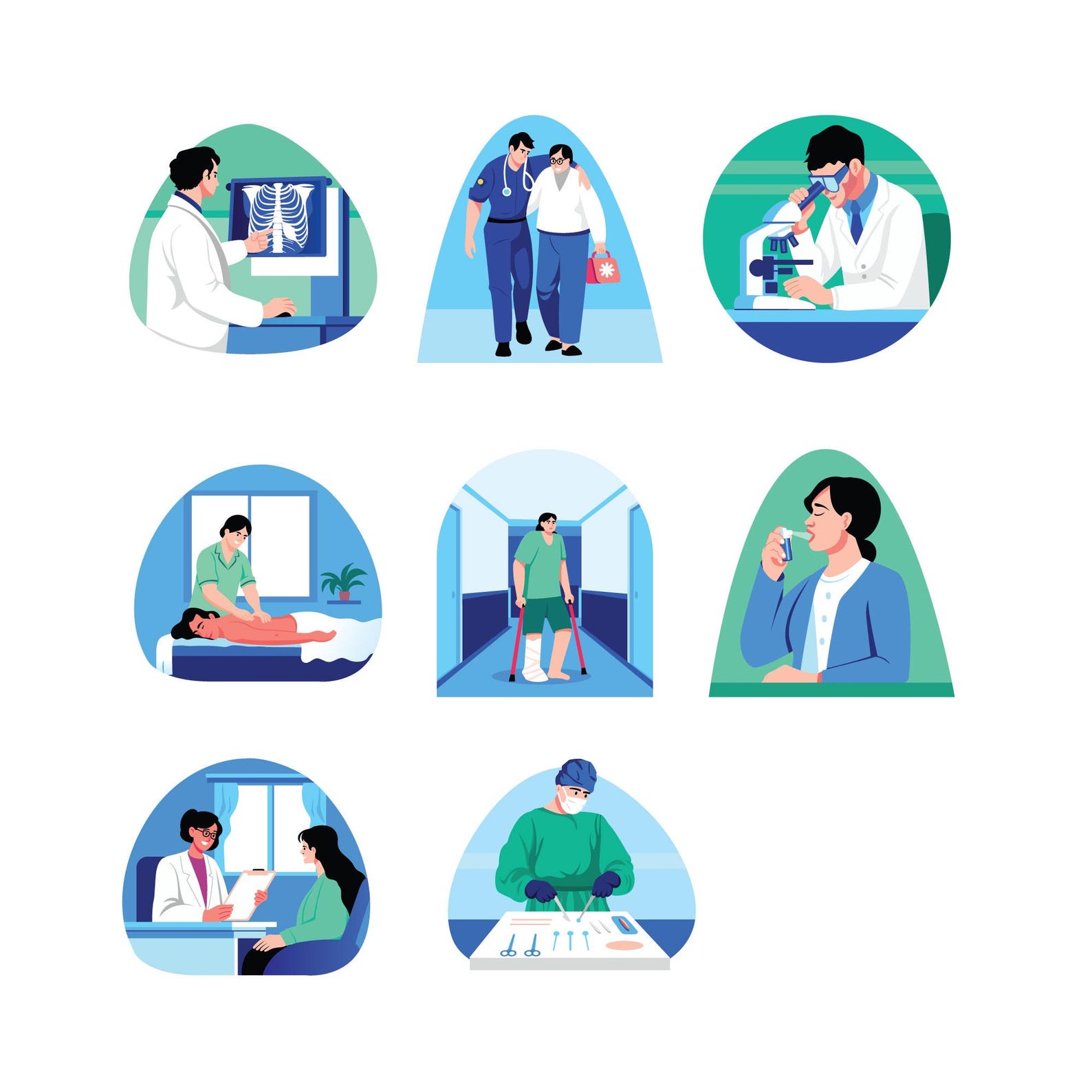 Hospital & Medical Vector Illustrations | Doctor, Nurse, Checkup ...