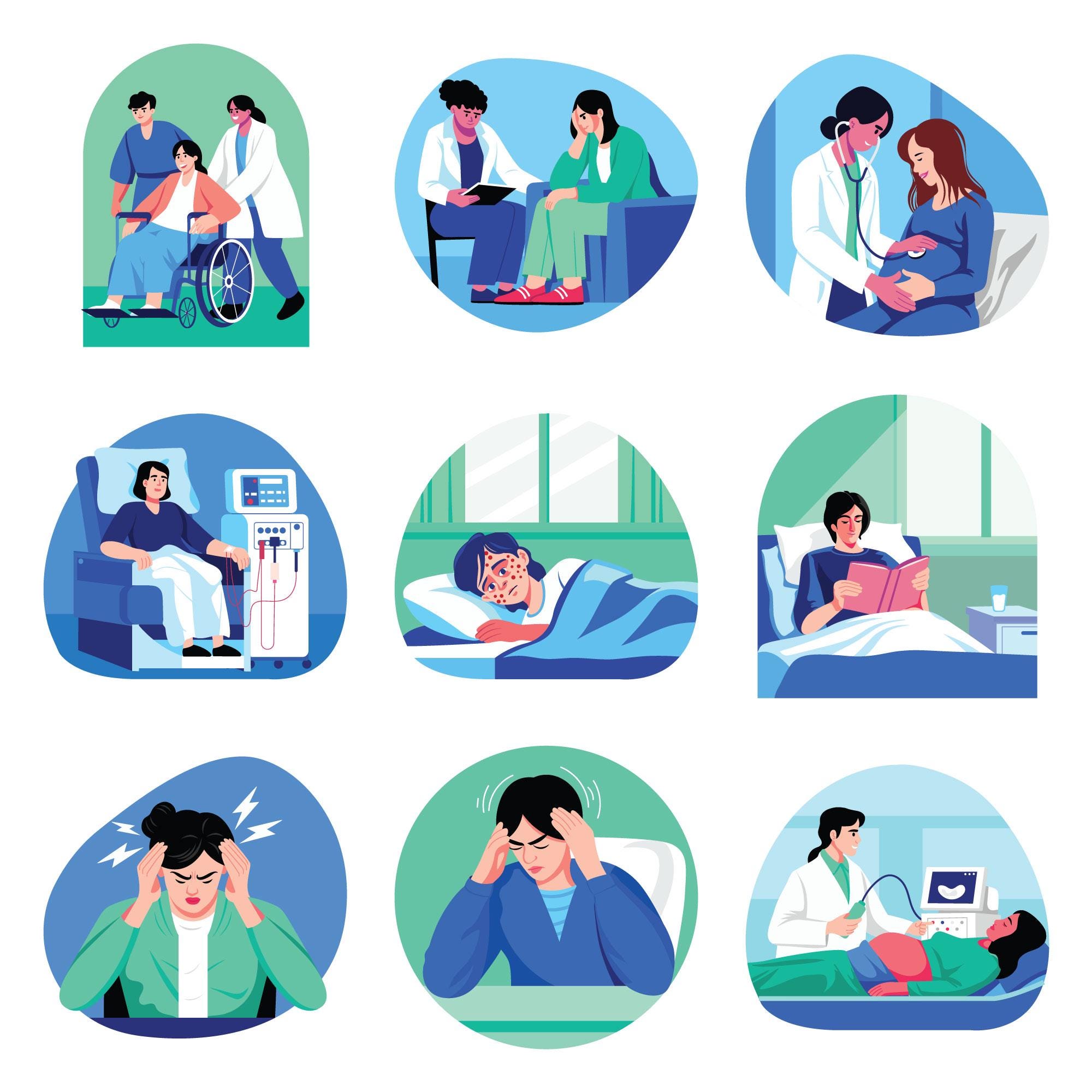 Hospital & Medical Vector Illustrations | Doctor, Nurse, Checkup ...