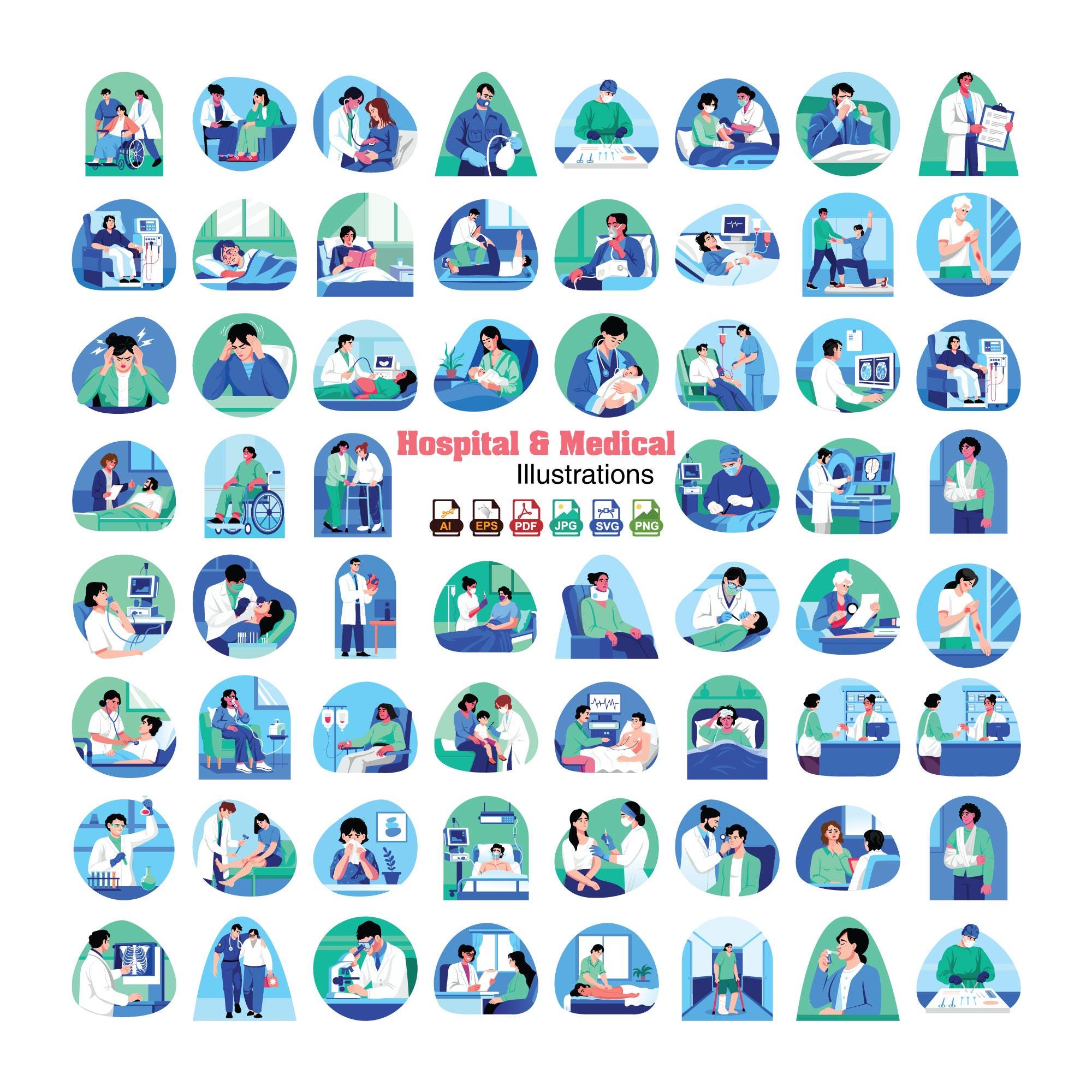 Hospital & Medical Vector Illustrations | Doctor, Nurse, Checkup ...