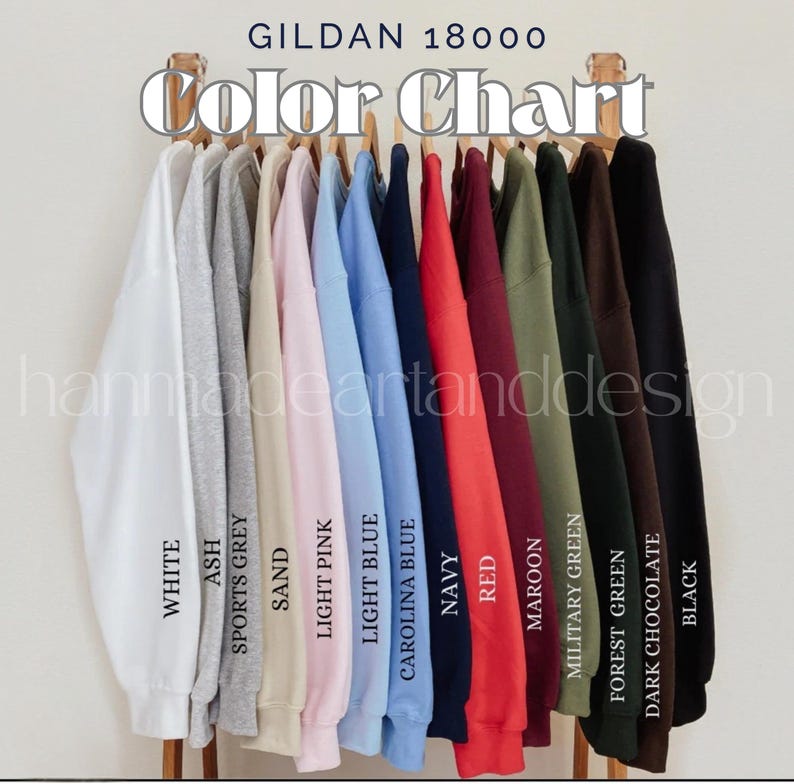 Downloadable Gildan 18000 Color Chart - Etsy