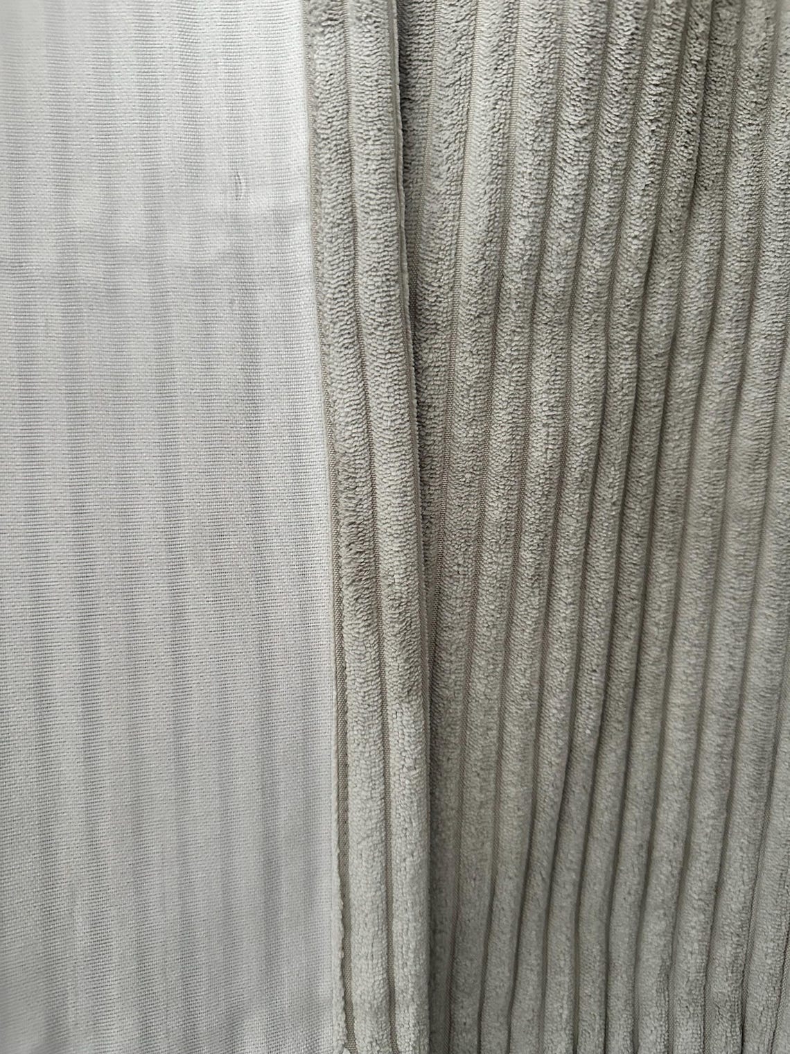 Light Grey Striped Textured Velvet Curtains – Luxury Soft Drapes ...
