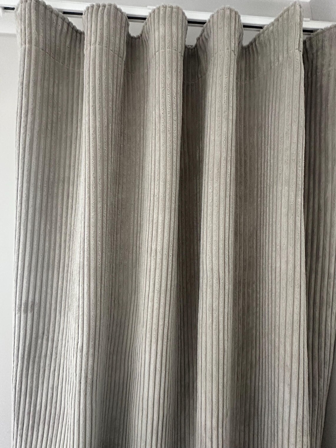 Light Grey Striped Textured Velvet Curtains – Luxury Soft Drapes ...