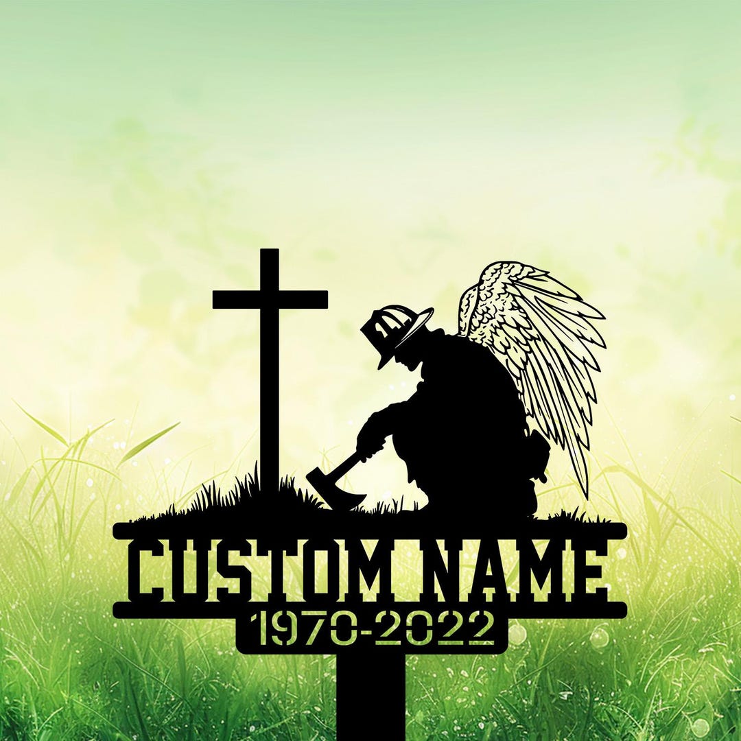Personalized Firefighter Memorial Garden Stake, Christian Firefighter ...