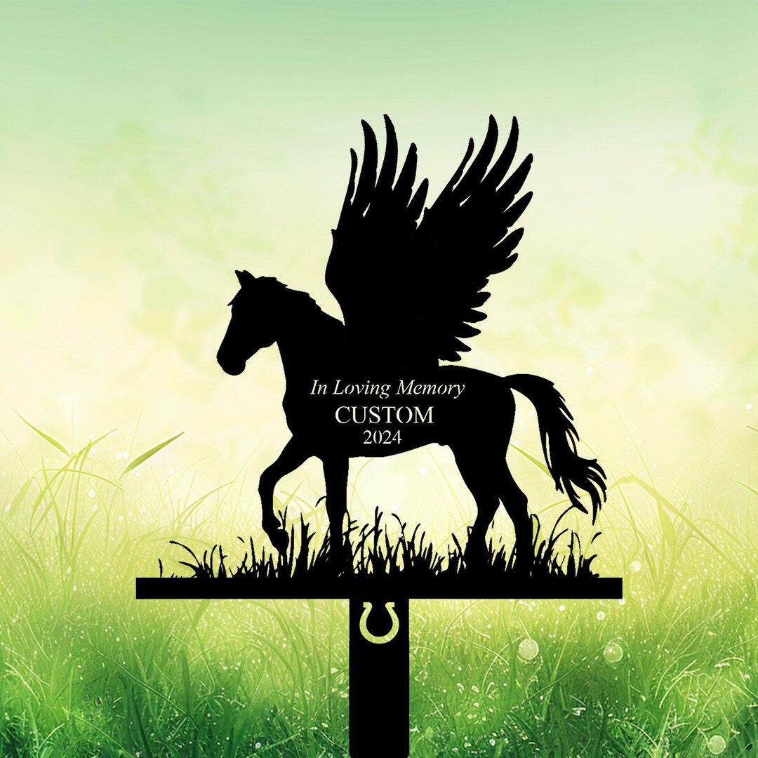 Personalized Horse Memorial Grave Marker, Angel Standing, Custom ...