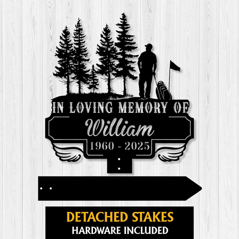 Personalized Golfer Memorial Garden Stake, "in Loving Memory Of" Golf ...
